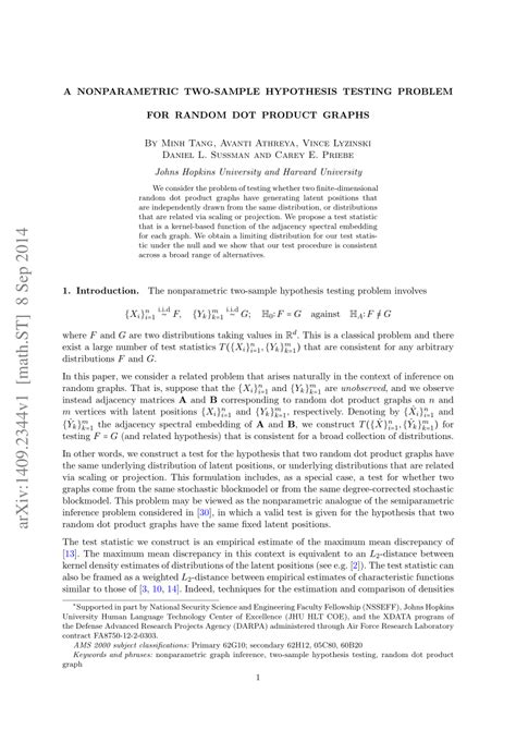 Pdf A Nonparametric Two Sample Hypothesis Testing Problem For Random