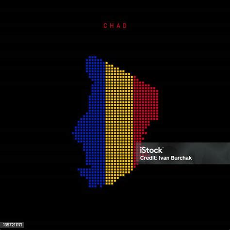 차드의 정사각형 점 패턴지도 채디안 은 국기 색상픽셀지도를 점선 벡터 일러스트레이션 0명에 대한 스톡 벡터 아트 및 기타 이미지