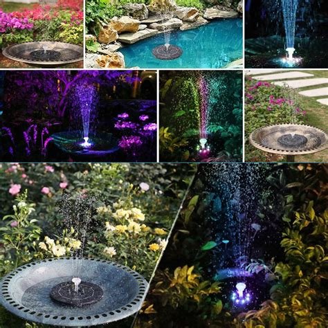 Badu Bg Плаващ соларен фонтан с Led светлина Градински водопад Фонтан Басейн Езерце Баня за