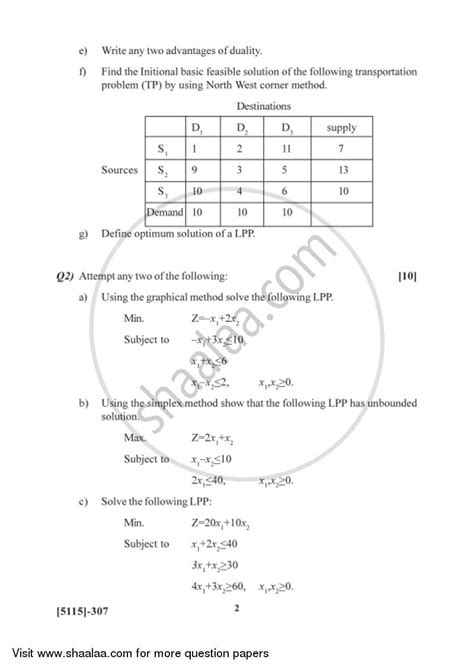 Operations Research 2016 2017 B Sc Mathematics Semester 5 Tybsc 2013 Pattern Question Paper