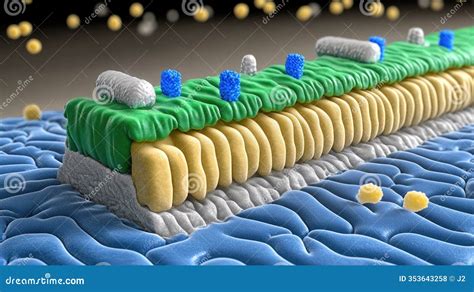 Molecular Structure Of Biological Membrane With Proteins And Lipid