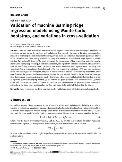 Pdf Validation Of Machine Learning Ridge Regression Models Using