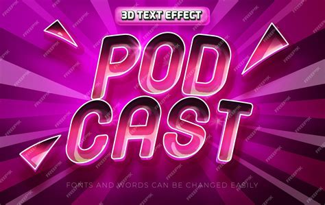 Premium Vector Podcast 3d Editable Text Effect Style