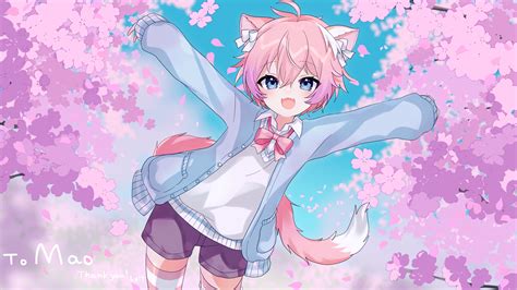 Anime Cat Girl With Pink Hair
