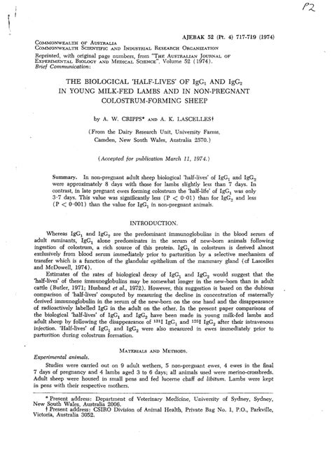 Pdf The Biological Half Lives Of Igg1 And Igg2 In Young Milk Fed