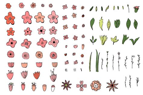 야생 꽃과 잎 요소 세트 들 화환 삽화 Png 일러스트 및 벡터 에 대한 무료 다운로드 Pngtree