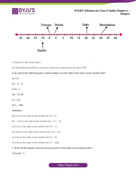 Ncert Solutions Class 6 Maths Chapter 6 Integers Byjus