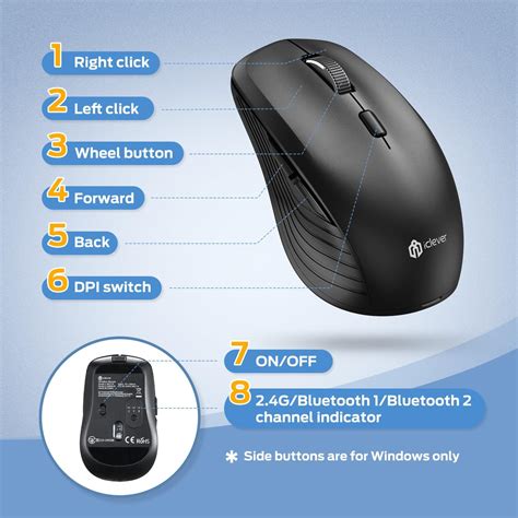Iclever Md179 Wireless Bluetooth Mouse Dual Mode Rechargeable Mouse Multi Devices Mouse For
