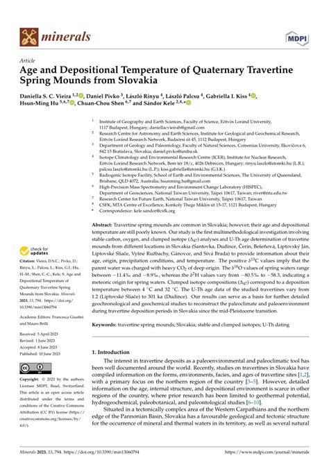 Pdf Age And Depositional Temperature Of Quaternary Travertine Spring