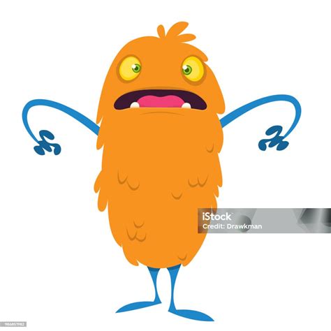 행복 한 만화 괴물입니다 할로윈 벡터 오렌지와 발 정 괴물 재미 있은 괴물 식 갈고리 발톱에 대한 스톡 벡터 아트 및 기타 이미지 갈고리 발톱 공포 무서움 귀신