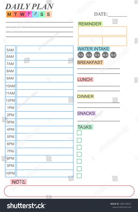 Daily Tracker Template Printable Daily Tracker Stock Vector Royalty Free Shutterstock