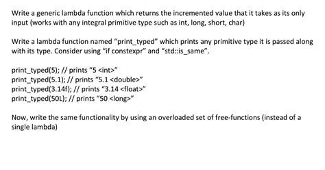 Solved Write A Generic Lambda Function Which Returns The