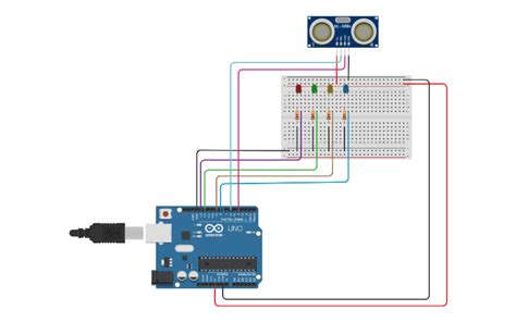 Circuit Design Sensor De Distancia Con Leds Tinkercad