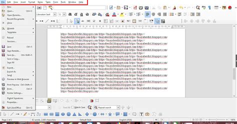 Menu Bar Libre Office Writer Berjumlah