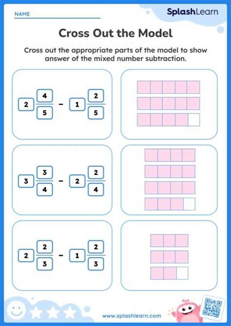 Year 6 Maths Subtract Mixed Numbers Worksheets Free Printable Age 10 11 Splashlearn