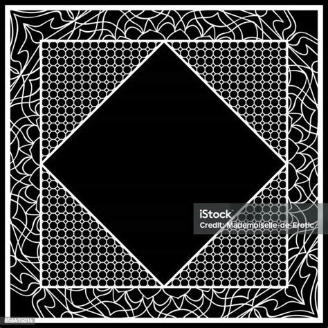 꽃 레이스 장식 직물 디자인에 대 한와 프레임입니다 벡터 일러스트 레이 션 블랙 화이트 색상 0명에 대한 스톡 벡터 아트 및 기타 이미지 Istock