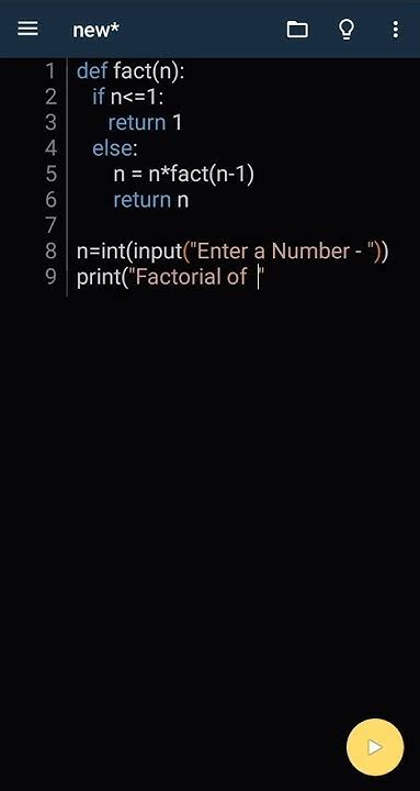 Python Factorial Program Using Function Youtube