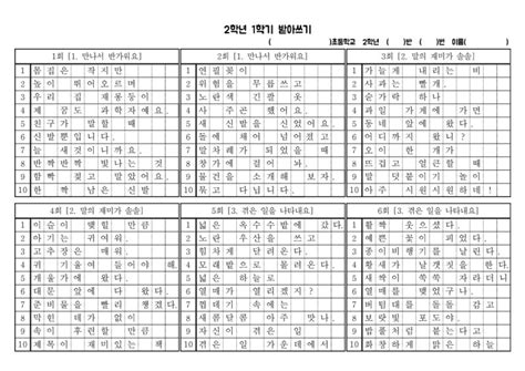 초등학교 2학년 받아쓰기 급수표 다운받기 초2 받아쓰기 준비 네이버 블로그
