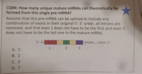 solved cq 4 how many unique mature mrnas can theoretically