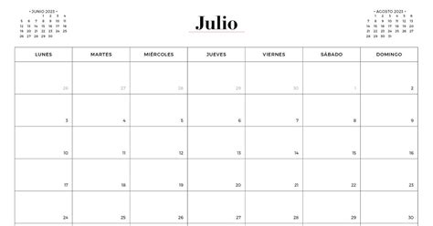 Calendario Julio 2023 Para Imprimir En  Y Pdf Gratis