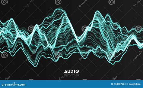 Vector 3d Echo Audio Wavefrom Spectrum Abstract Music Waves Oscillation Graph Stock Vector