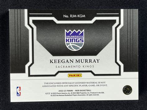 2022 23 Panini Noir Keegan Murray 基根 穆雷 新秀 Rc 国王选图 诺尔系列 10编 金平行 Patch 球衣物料切片 大比例 1129088 卡淘
