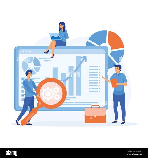 Data Analysis Concept Monitoring Investment Finance Report Graph Charts And Diagrams Flat