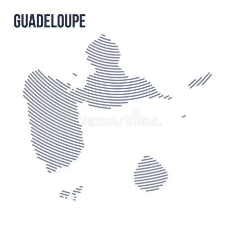 Vector Abstract Hatched Map Of Guadeloupe With Curve Lines Isolated On A White Background Stock