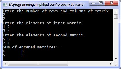 Matrix Addition In C Python Tutorials