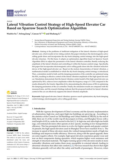 Pdf Lateral Vibration Control Strategy Of High Speed Elevator Car