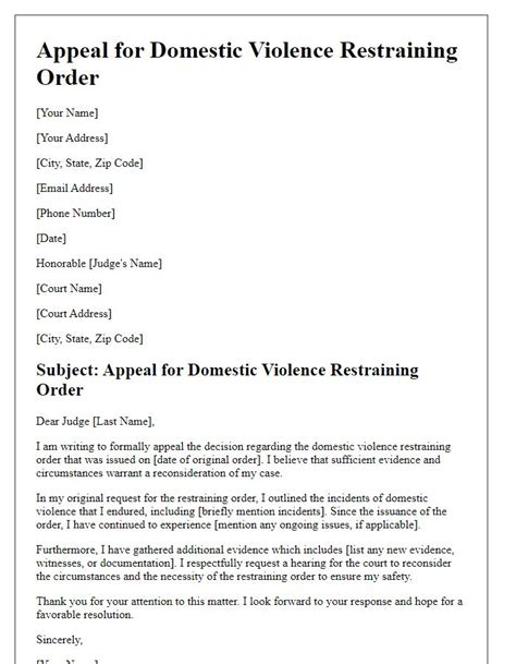 Letter Template For Domestic Violence Protection Free Samples In Pdf