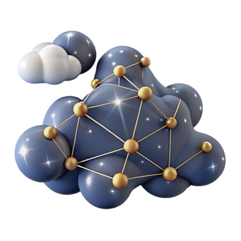 3d Render Abstract Cloud Network Illustration Gold And Blue Connections 55777575 Png