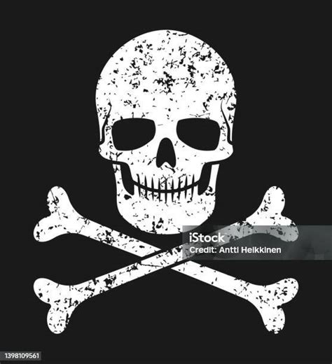 두개골과 십자뼈 벡터 일러스트레이션 그런 지 질감 독과 독성 라벨 해적 깃발 이미지 인간의 머리 해골 아이콘입니다 검은색에 대한 스톡 벡터 아트 및 기타 이미지 Istock