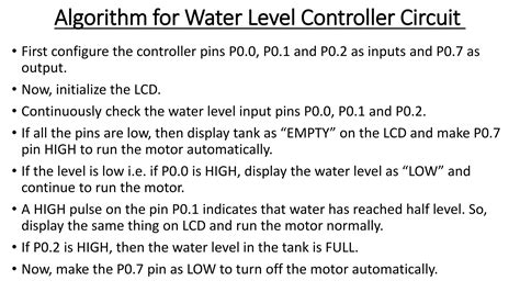 Water Level Controller Using 8051 Microcontroller Pptx