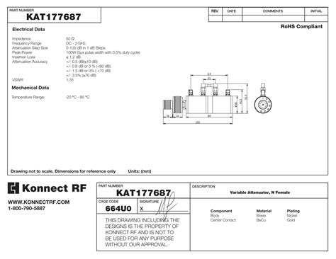 Variable Attenuator N Female Dc 3 Ghz 2 Watts 0 100 Db In 1 Db