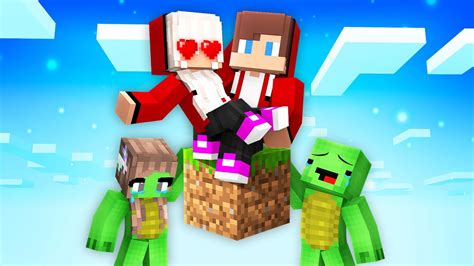 JJ And JJ GIRL Vs Mikey And Mikey GIRL On ONE BLOCK In Minecraft Maizen YouTube