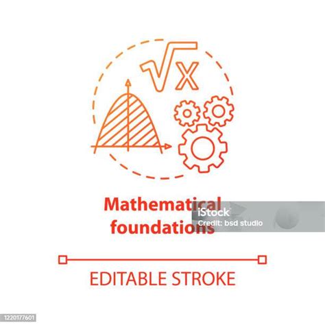 수학적 기초 빨간색 개념 아이콘입니다 계산 기본 아이디어 얇은 선 그림입니다 숫자 숫자의 조합 산술 숫자 시스템 벡터 절연 윤곽선 도면 편집 가능한 스트로크 0명에 대한