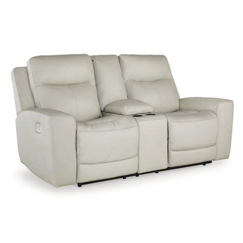 Ashley Mindanao Cream Leather 2 Seater Reclining Sofa Aptdeco