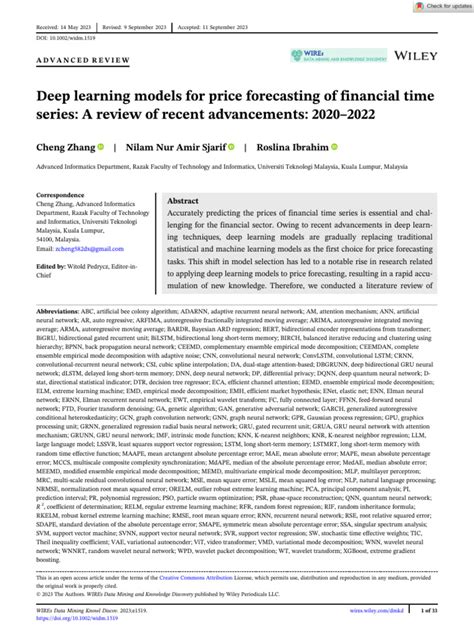 Deep Learning Models For Price Forecasting Of Financial Time Series A Review Of Recent