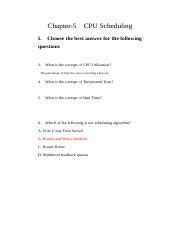 Chapter 5CPU Scheduling A Doc Chapter 5 CPU Scheduling I Choose The Best Answer For The