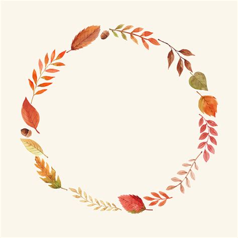 유토이미지 가을 나뭇잎 수채화 테두리 01