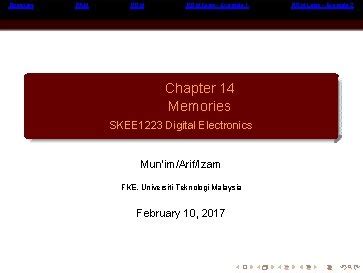 Overview RAM ROM Logic Example Chapter