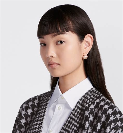 Dior Tribales 귀걸이 골드 피니시 메탈 And 핑크 레진 진주 핑크 크리스탈 Dior