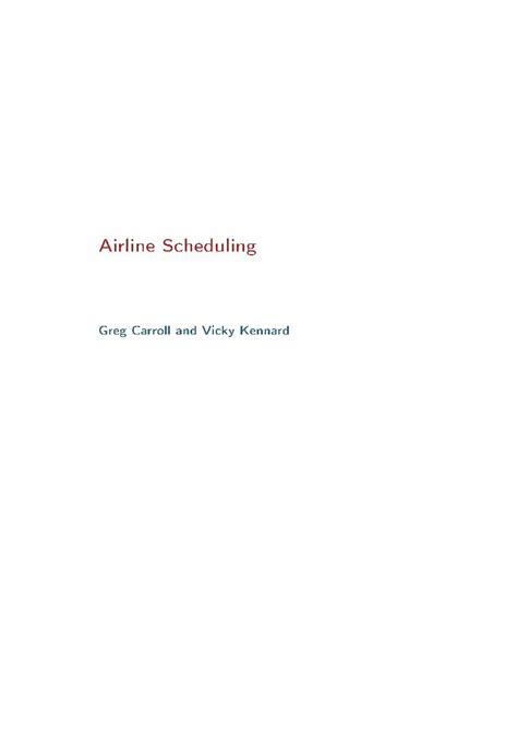 Pdf Airline Schedulingairline Scheduling ç 7 Exercise 2 A Why Is