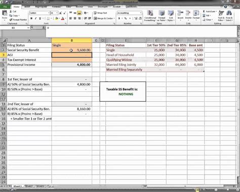 Social Security Benefits Estimator Spreadsheet — Db