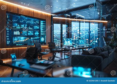 A Modern Tech Focused Office Space Where A Marketer Analyzes Data On Screens Displaying Ai