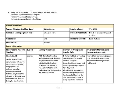 Learning Segment Overview A 2nd Grade To 6th Grade Books About