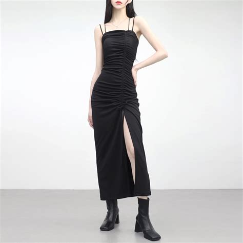 겐즈 슬릿 셔링 롱원피스