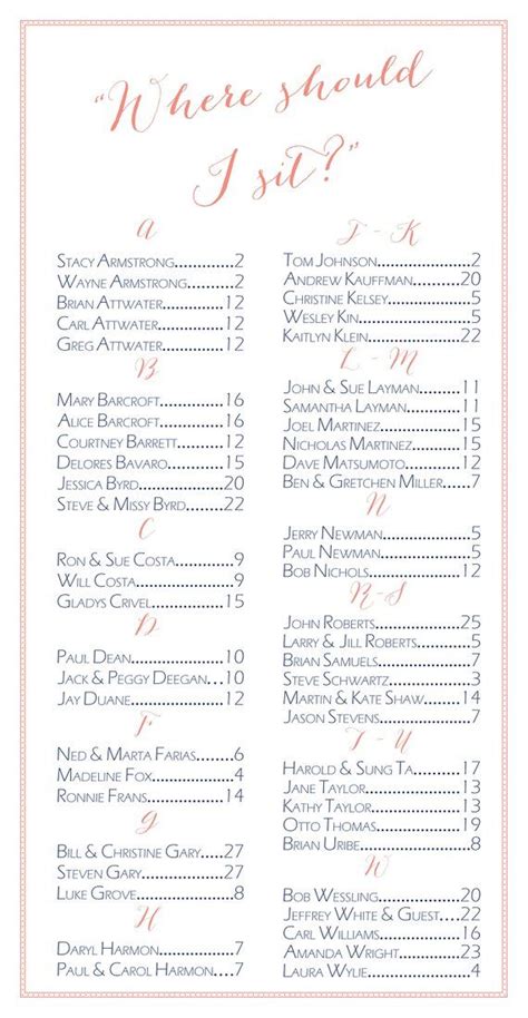 Where To Sit Seating Chart Digital Table Assignment Whimsical