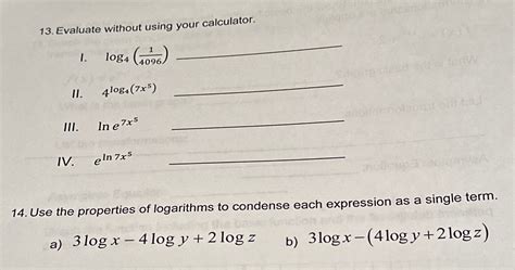Solved Evaluate Without Using Your Calculator I Chegg Com